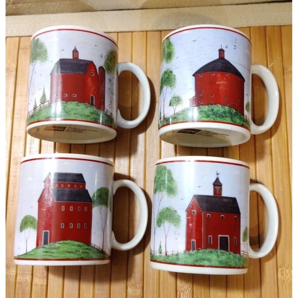 Sakura | Dining | Vintage Warren Kimble Barns Sakura Mugs 998 Set Of 4 ...